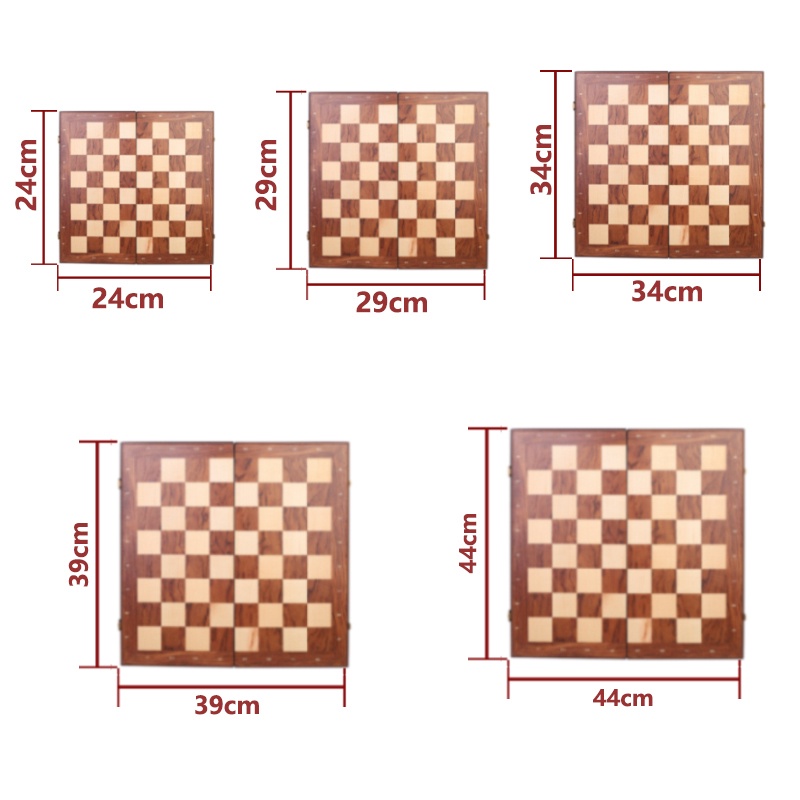 【Ship in 12h】5 Size Wooden Chess Set 3-in-1 Foldable Board Chess ...