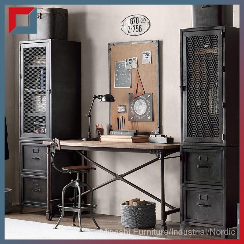 American loft industrial style solid wood desk desktop home retro ...