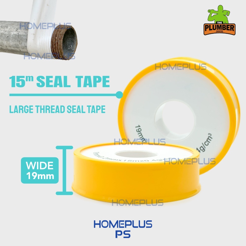 Homeplus 15 Meter 19mm Large PTFE White Thread Pipe Seal Tape PVC ...