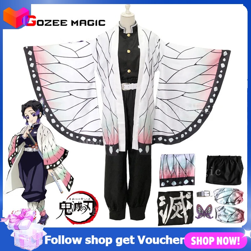 Kochou Shinobu Cosplay Costume full suit Demon Slayer Wig Japanese ...