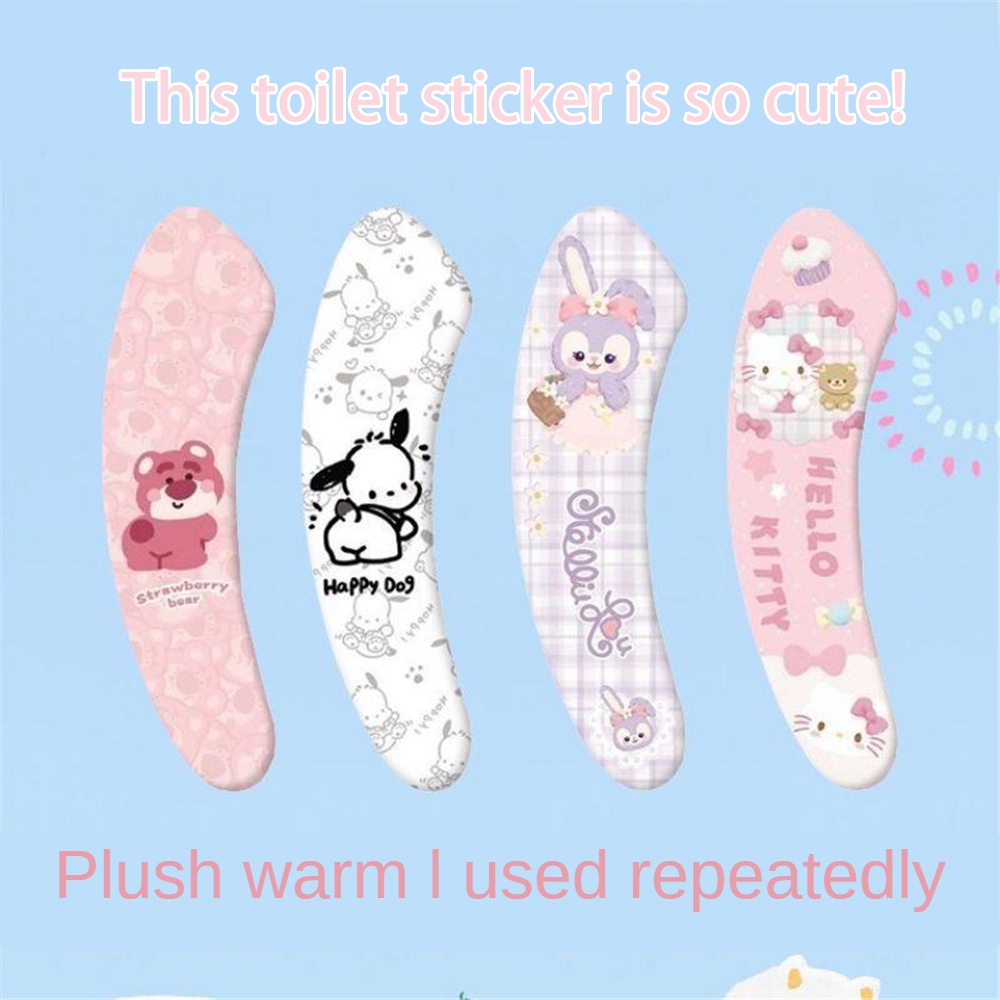 Sanrio Cartoon Hello Kitty Animation Toilet Mat Cute Adhesive Toilet ...