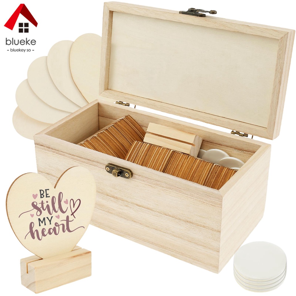 Guest Book Box Wedding Guest Book Alternative Set with 100 Wooden ...