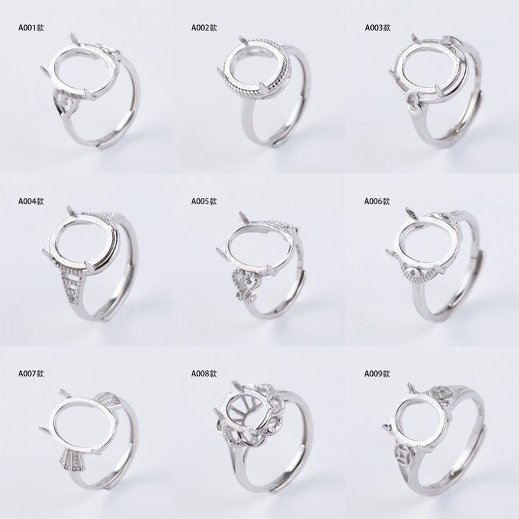 925 Silver Ring Women's Beeswax Women's Opening Diy Ring Frame Colored ...