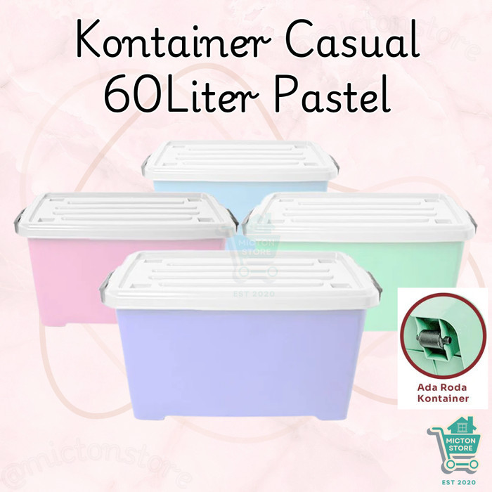 Bezton Casual Container Box 60 Liter Pastel Premium Shatterproof ...