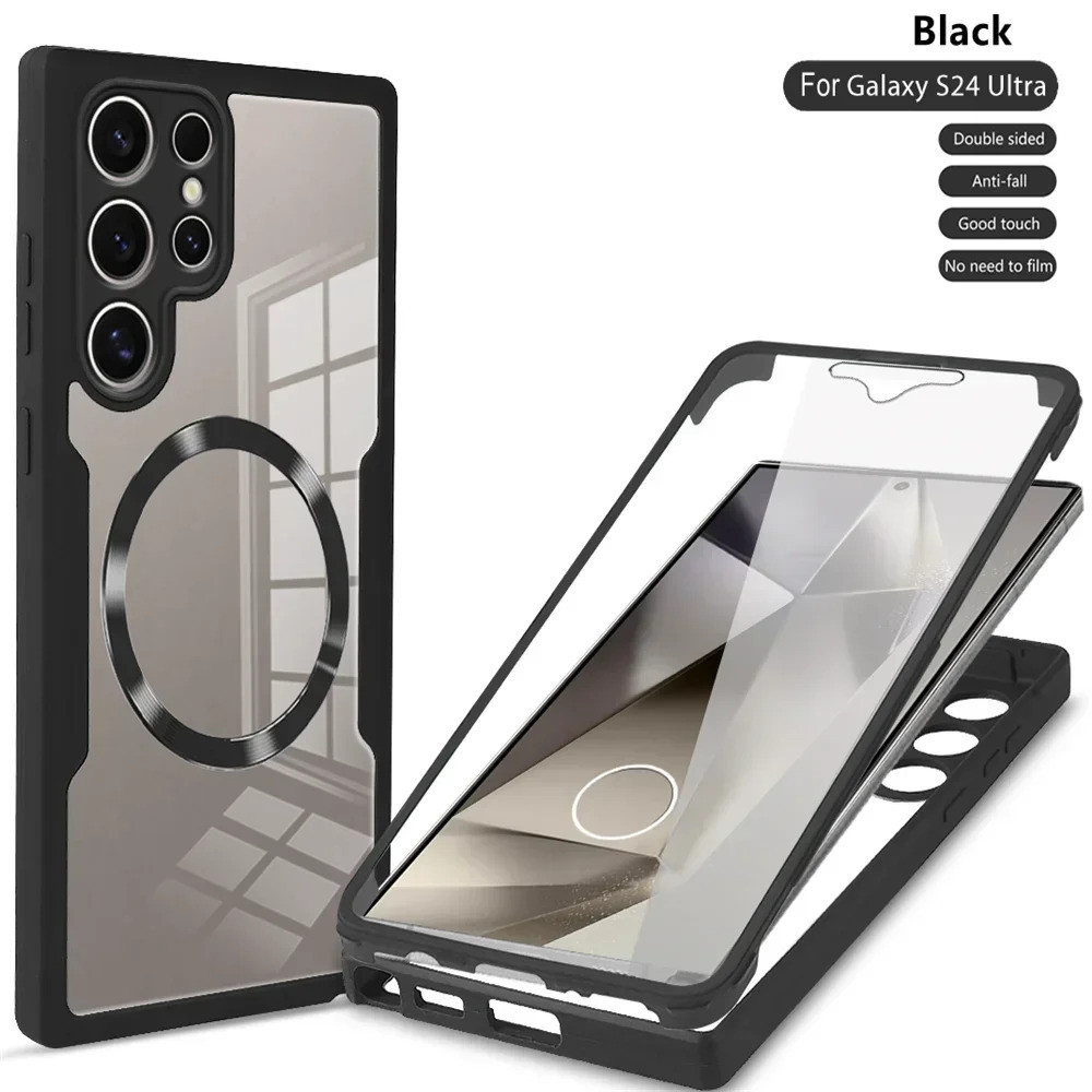 360° Full Protection Magnetic Clear Hard Phone Case For Samsung Galaxy ...