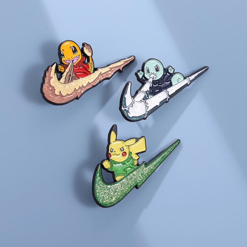 Cartoon Cute Pokemon Pikachu Enamel Pins Anime Game Brooches Pocket ...