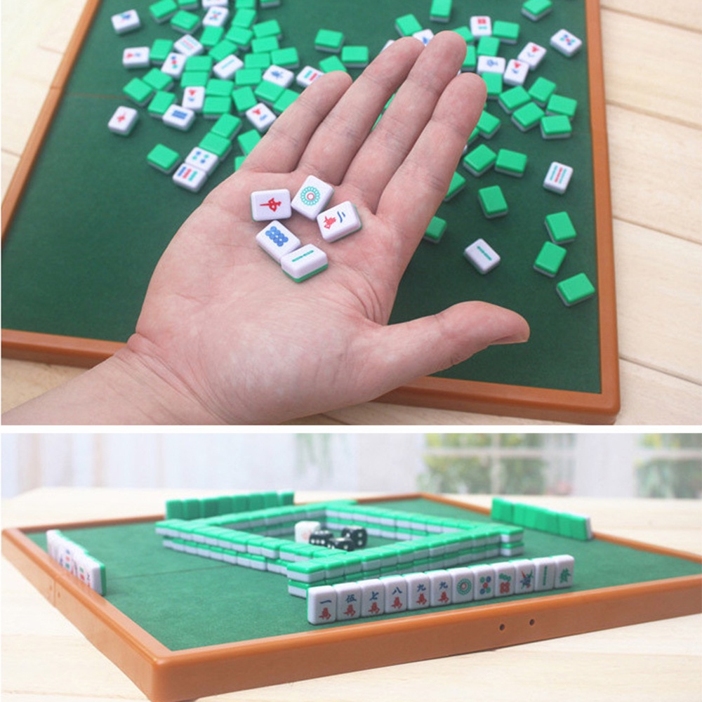 Mini Mahjong Set with Folding Mahjong Table Portable Mah Jong Game Set ...