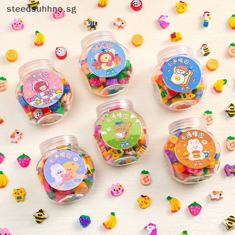 STE 50pcs/set Cute Rubber Eraser Creative Animal Fruit Pencil Erasers ...