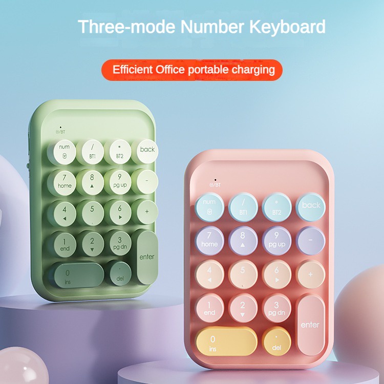 BOW Three-mode Wireless Bluetooth numeric keypad Mouse Gradient Pink ...