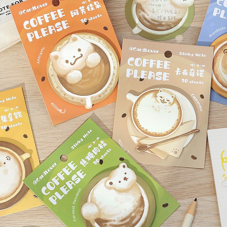 30 Sheets/pack Coffee themed Sticky Notes Cute Notepads Sticky Note ...