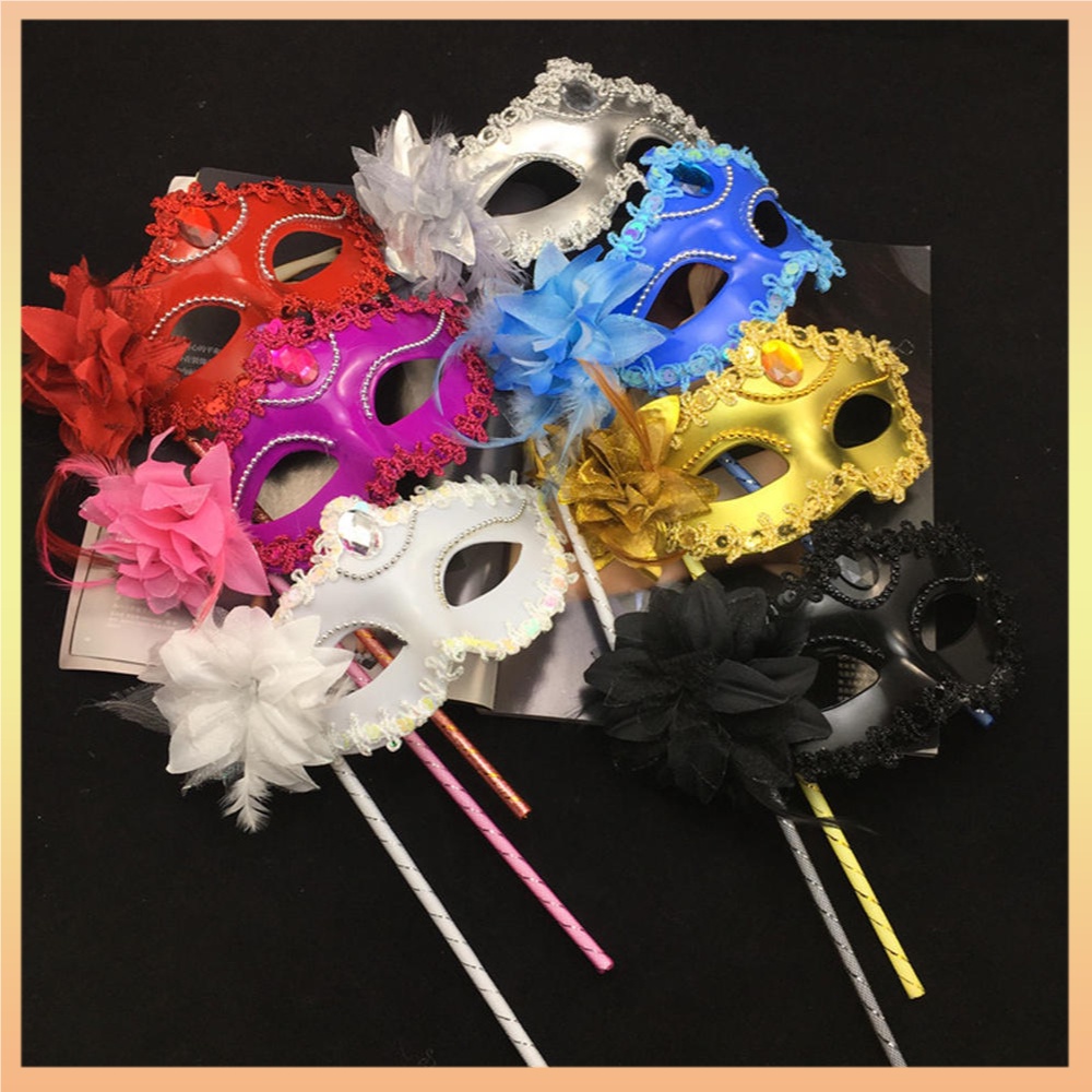 Venetian Princess Ball Handheld Mask Side Flower Mask With Holding ...
