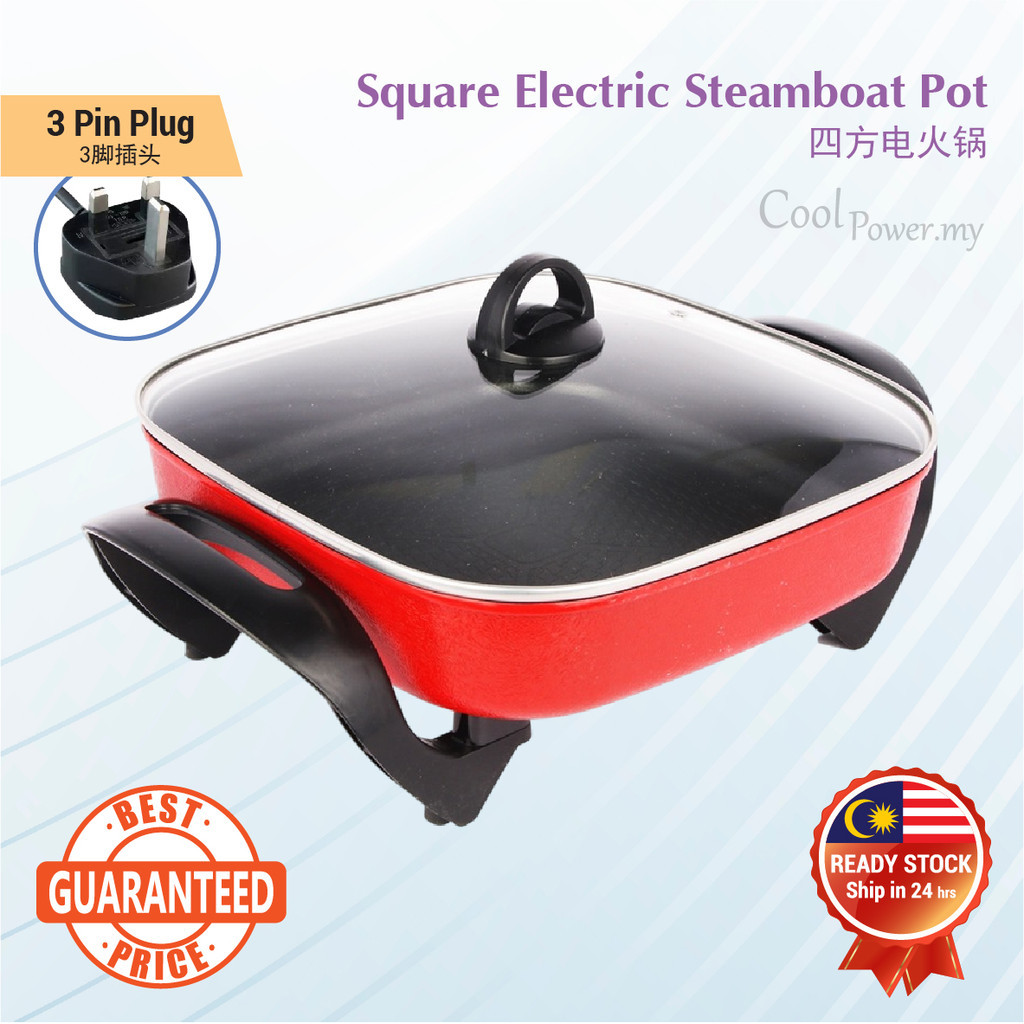 Square Electric Steamboat Pot Non Stick Pot 5L Periuk Persegi Pelbagai ...