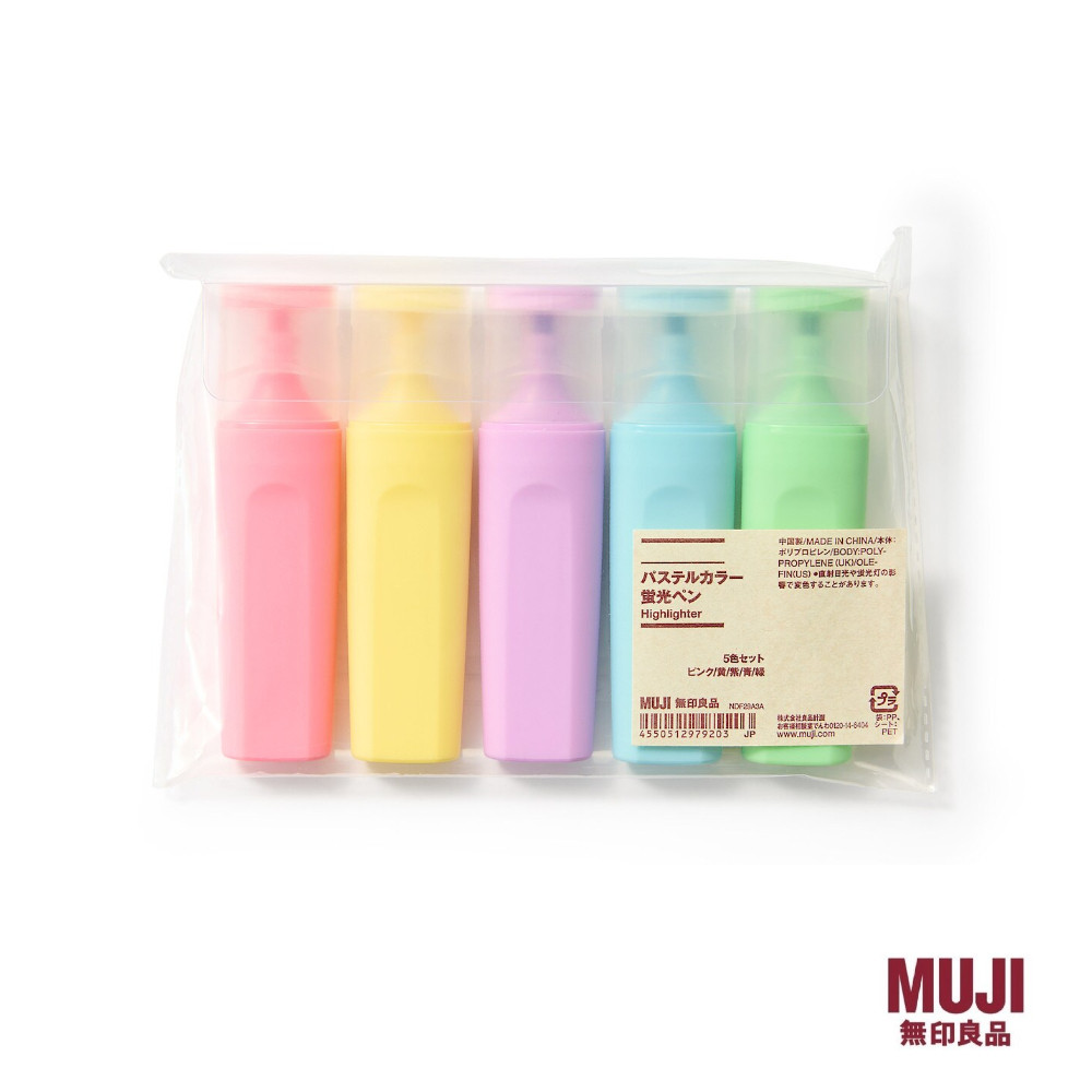 MUJI Pastel Highlighter Set of 5 Colours | Shopee Singapore