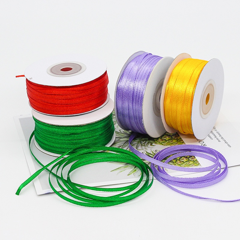 100 Size/roll Double-sided Ribbon 3mm Thin Ribbon Balloon Colored Rope ...