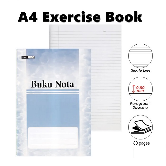 Kami A4 80 Pages Soft Card Cover Single Line Exercise Book/Note Book ...