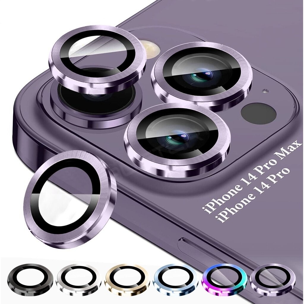 1 set(2/3pcs)Camera Lens Metal Ring Protector Cap With Tempered Glass ...