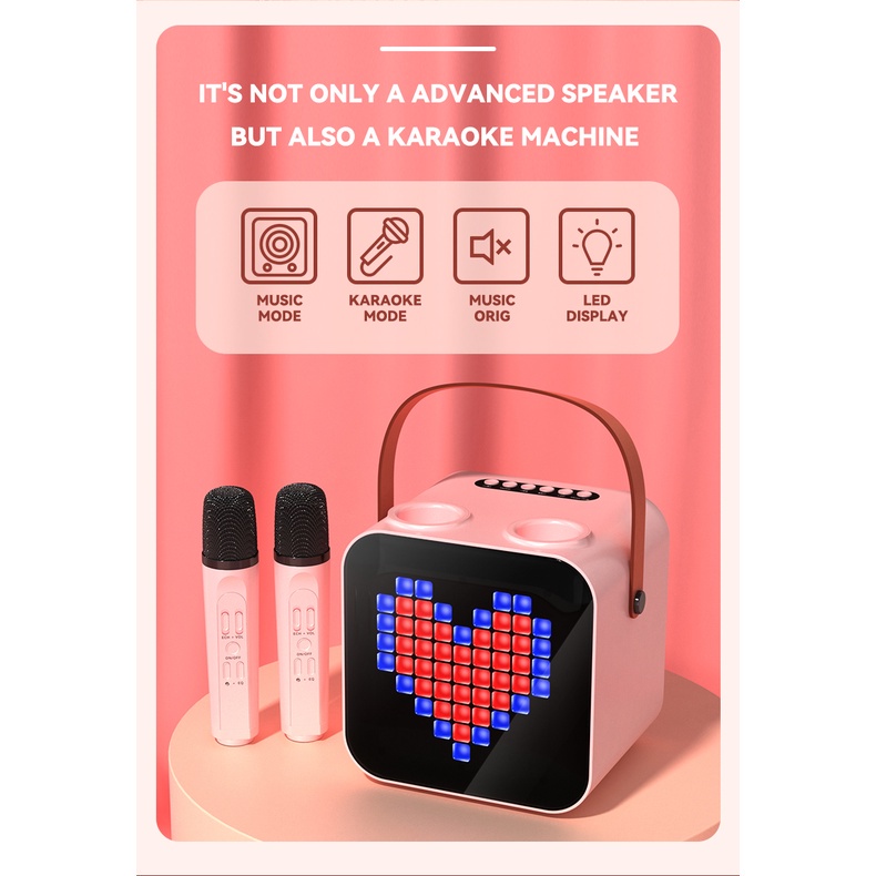 SDRD SP100 Portable Family Karaoke System Dual Wireless Microphones ...