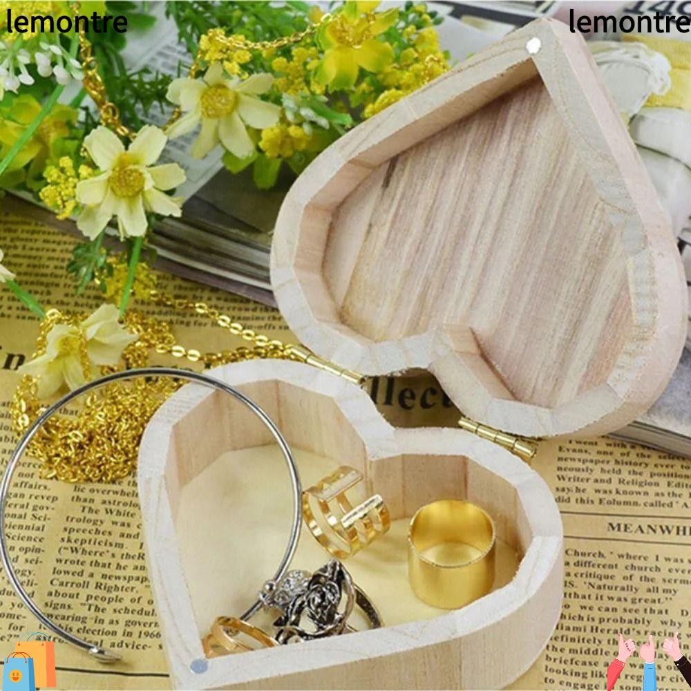 LEMONTRE Wooden Organizer, Heart Shape Wood Wood Storage Box, Orginal ...