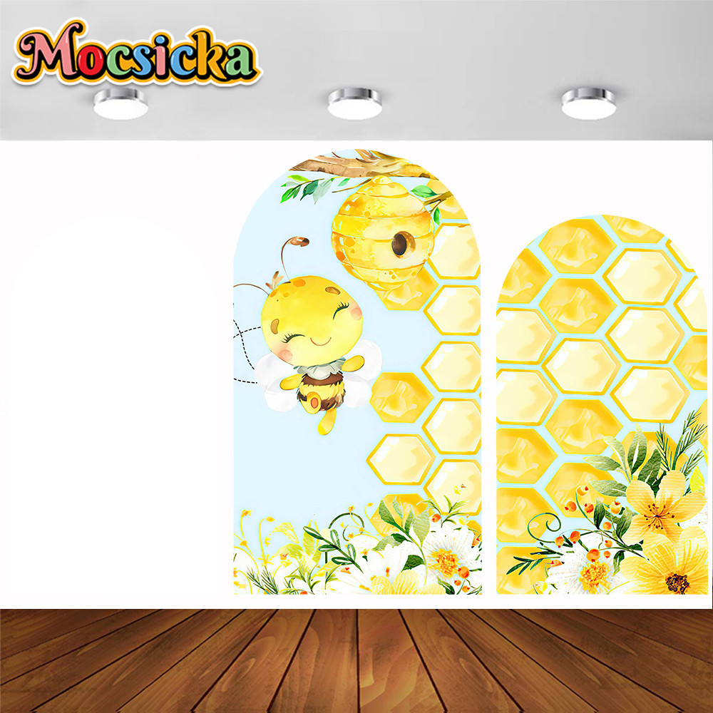 Mocsicka 2-Sided Arch Cover Decoration Cute Yeddy Bear Balloon Backdrop ...