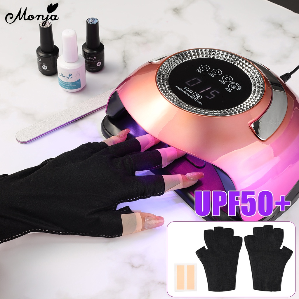 Monja Nail Art Gloves Protection Fingerless Gloves Anti UV Radiation ...