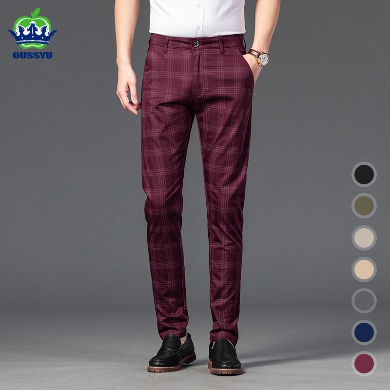 Classic 7 Color Formal Pants Men Stripe Plaid Business Fashion ...