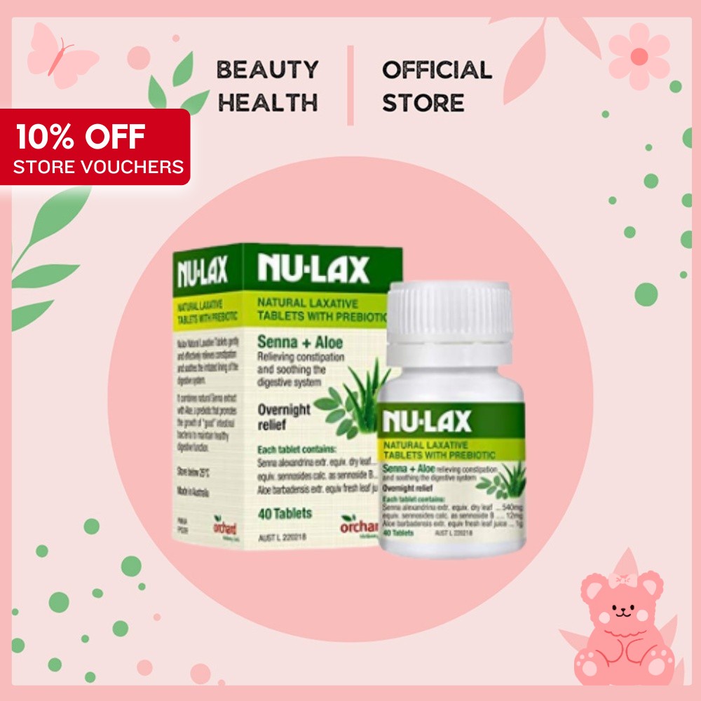 NuLax Natural Laxative Tablets With Prebiotic with Senna + Aloe 40 ...