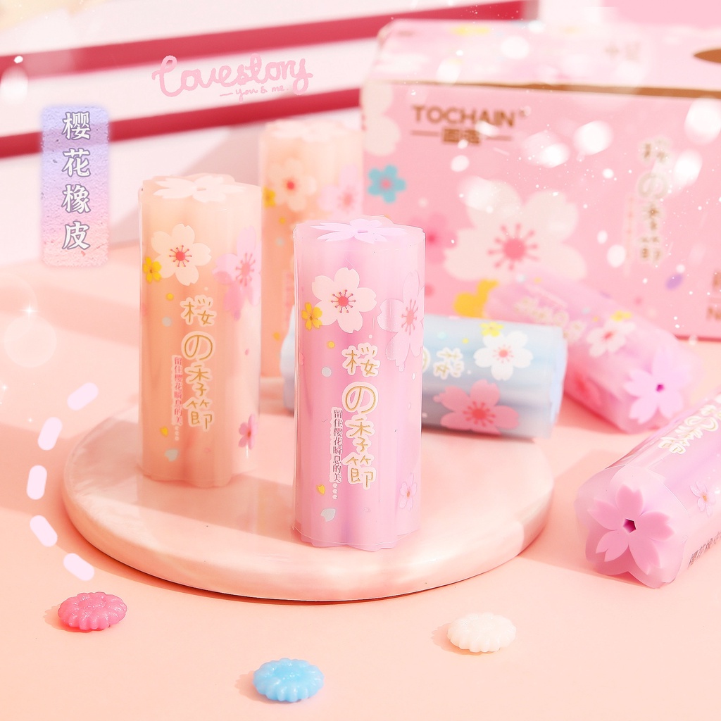 Cherry Blossom Sandwich Eraser Clean Less Dandruff Art Painting Eraser ...