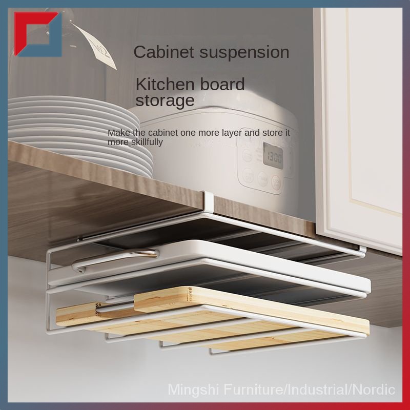 Hanging chopping board rack under the cabinet no punching pot cover ...