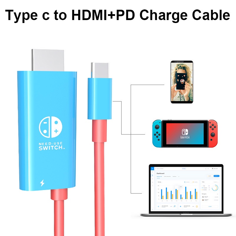 Type-c to HDMI Cable USBC 4K 60HZ PD 100W Fast Charge Cable Type-C to ...