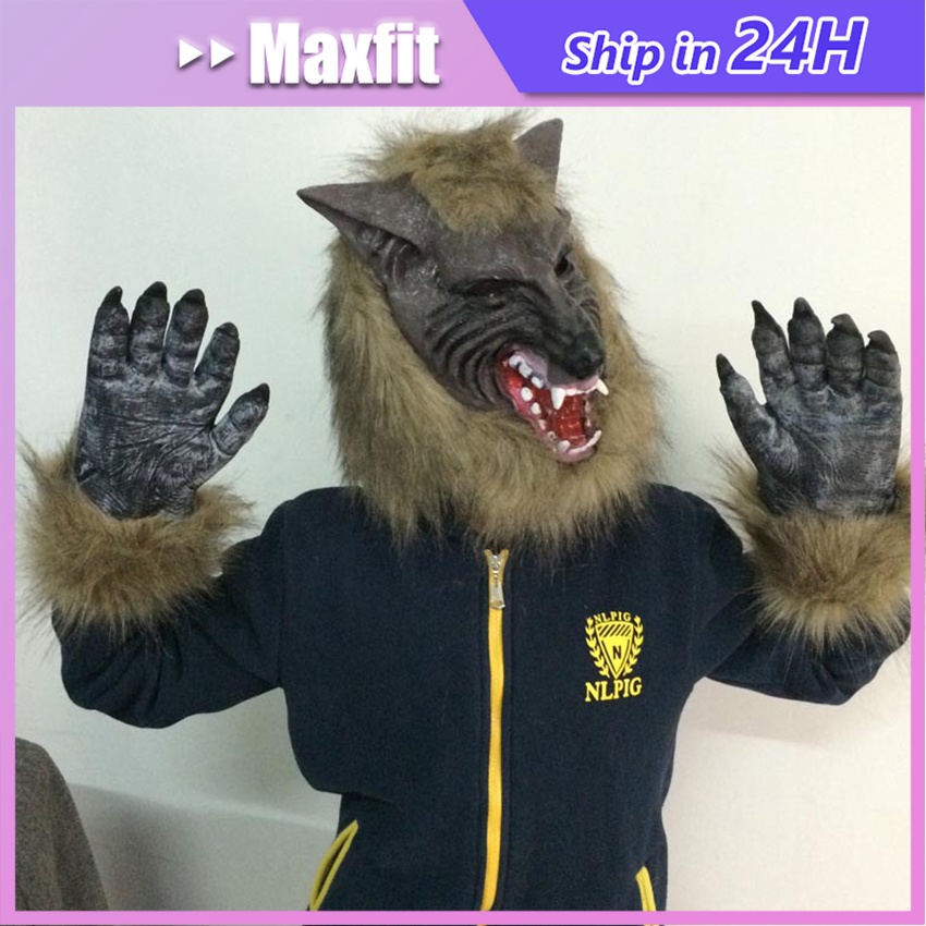 Fluffy Wolf Mask Rubber Latex Mask Halloween Devil Ghost Warewolf ...