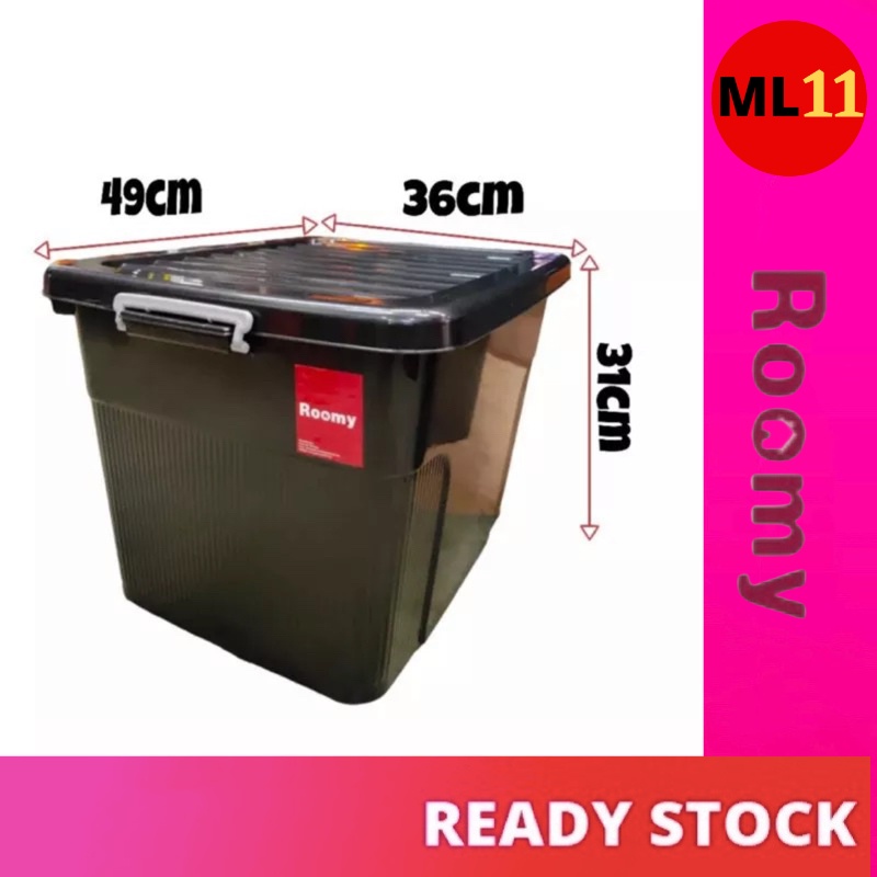 ROOMY (30L) Black Storage Box with Wheels / Kotak Simpanan Roda ...