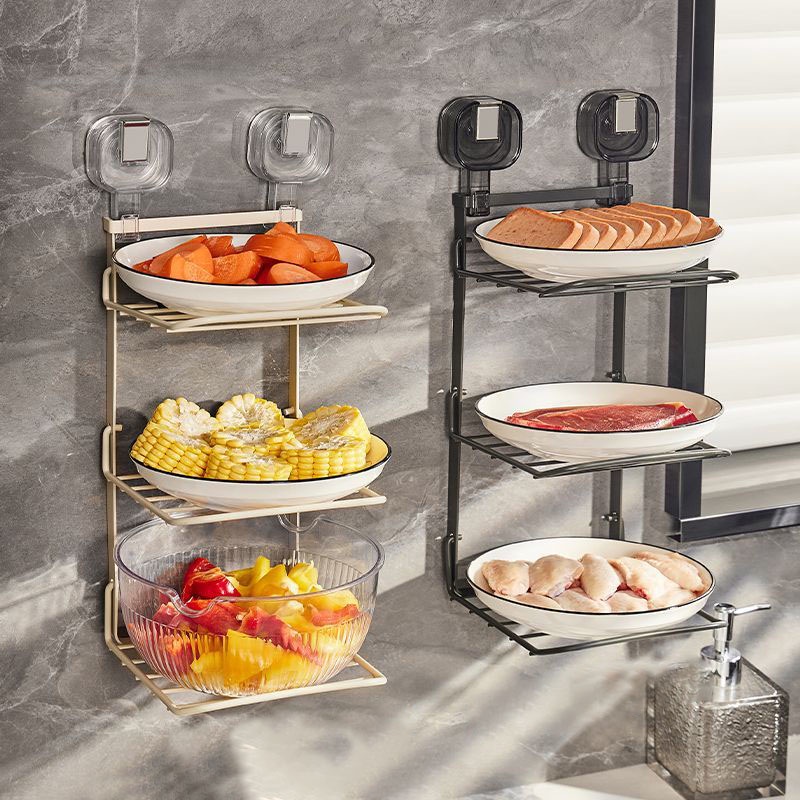 Suction Cup Kitchen Rack Without Punching Wall-mounted Multi-layer ...