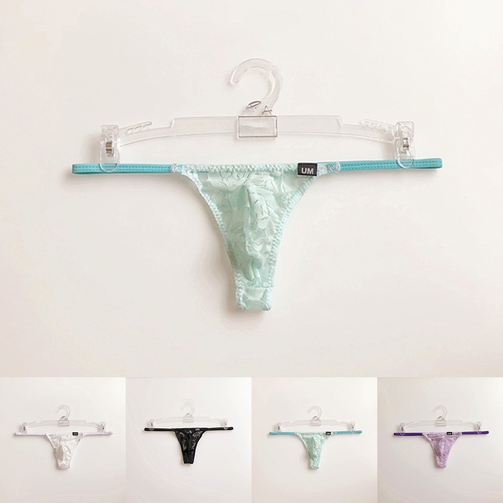 [HOT] Men Low Waist Sexy Lace Perspective Bulge Pouch G-String Thong Briefs Underwear | Shopee ...