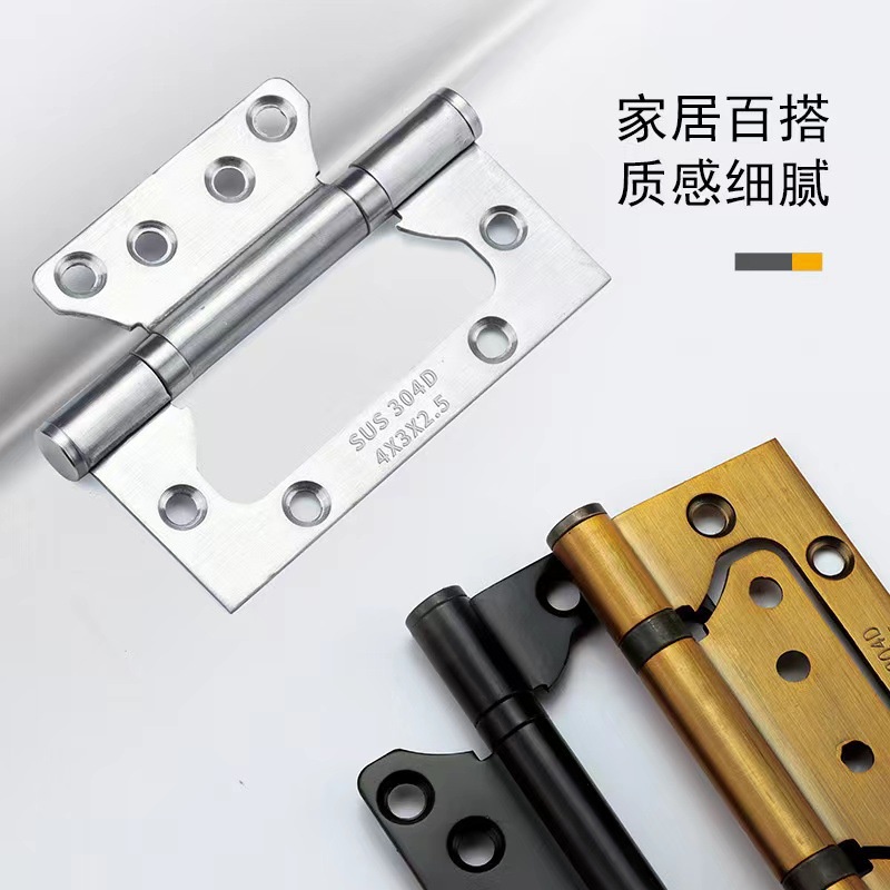 304 Stainless Steel Slotted-Free Sub-Mother Hinge 4-Inch Black Wooden ...