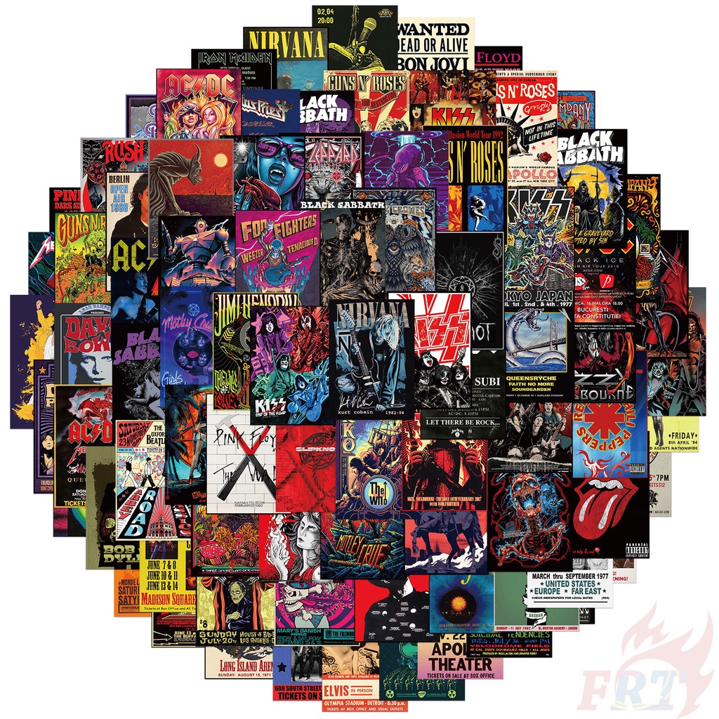 100Pcs/Set Classical Retro Rock Band Poster Cover Series 01 Stickers ...