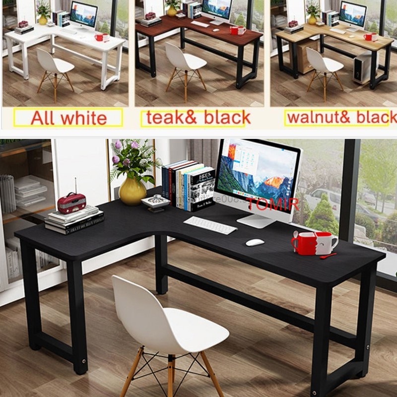 Wood L-shaped Computer Desk Laptop Table Office Desk Study Table Space ...