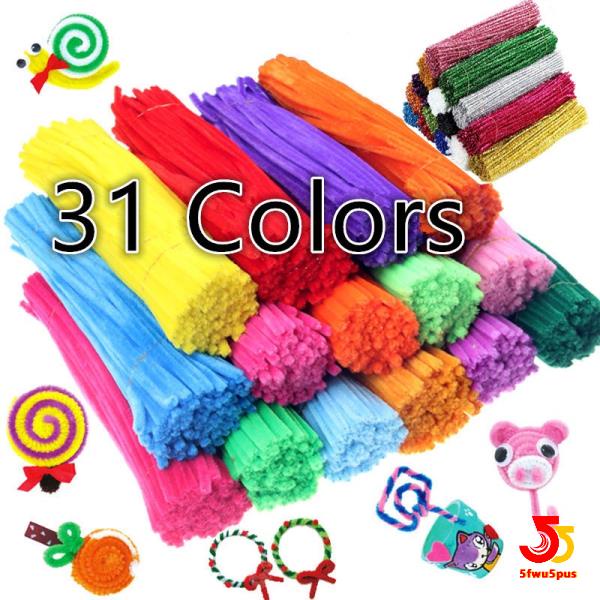 100pcs Colorful Dense fuzzy wire pipe cleaner craft flower Chenille ...