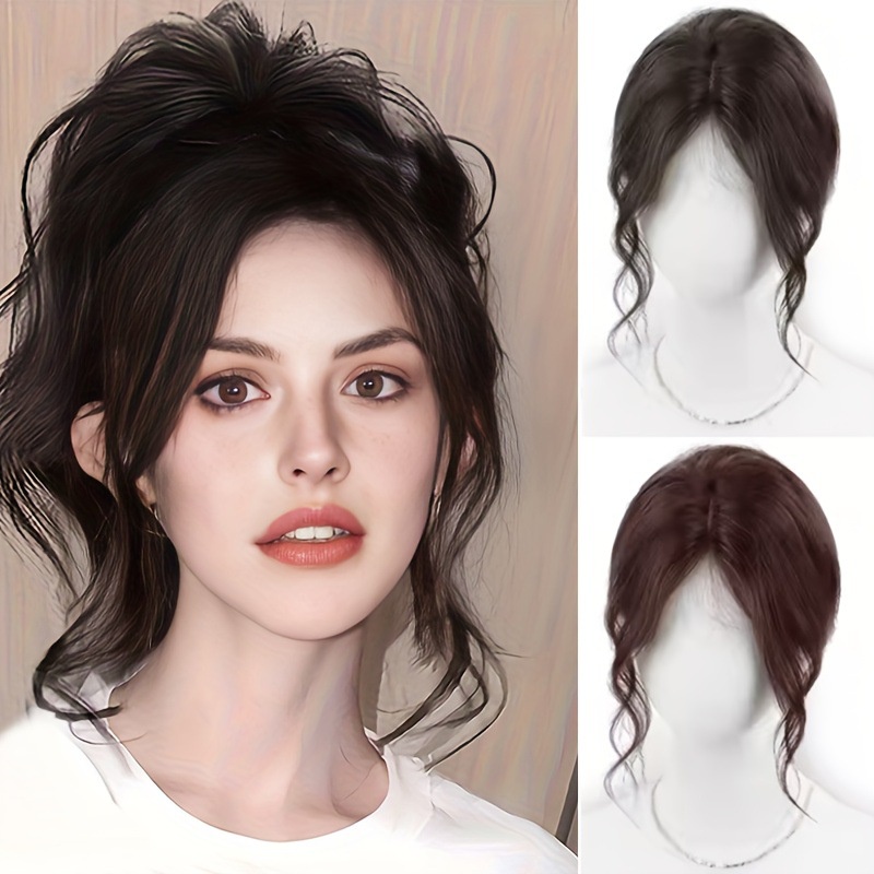 Synthetic Curly Reissue Block Replacement Wig With Bang Top Hair Pieces Half Head Cover White ...