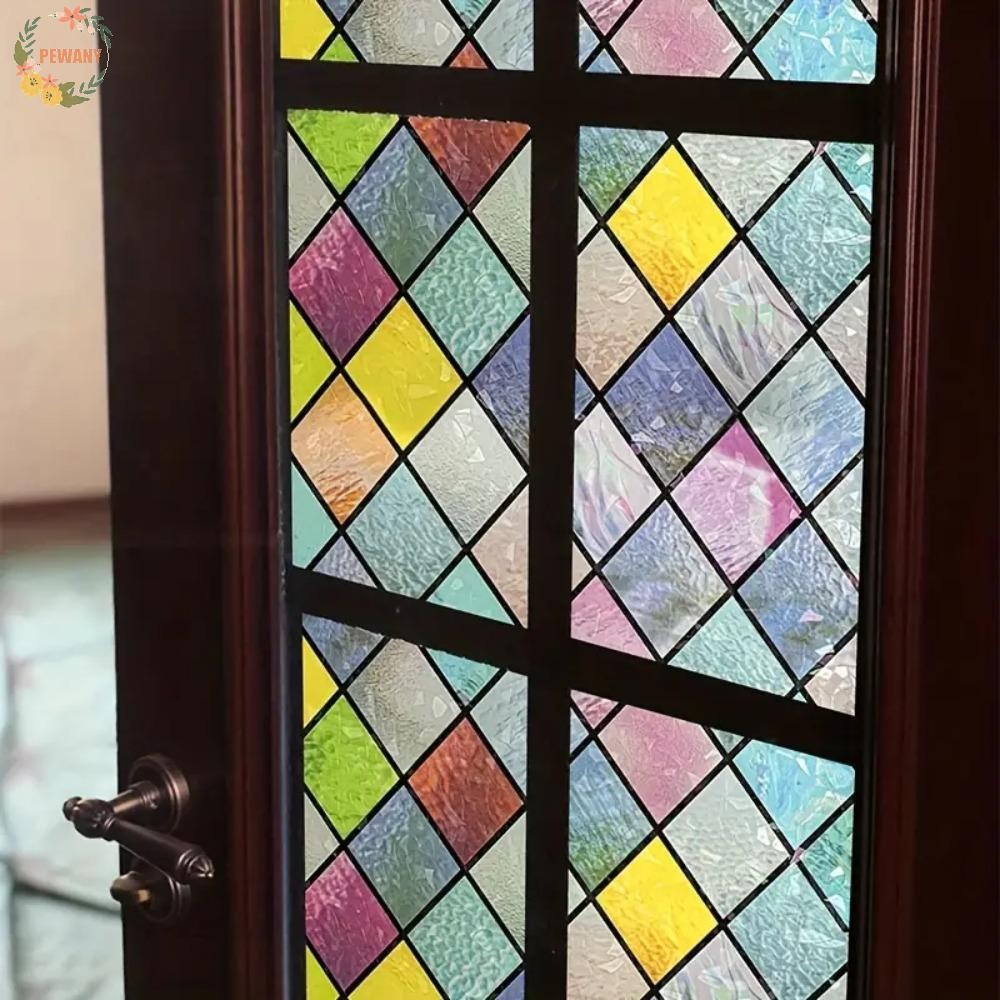 PEWANYMX Stained Glass Window Sticker, Frosted Vintage Stained Glass ...