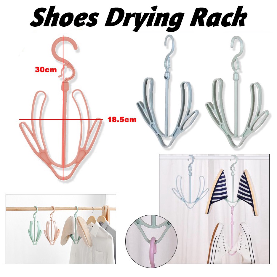 360° Balcony Shoe Drying Rack Hook Multi-functional Shoe Hanger ...
