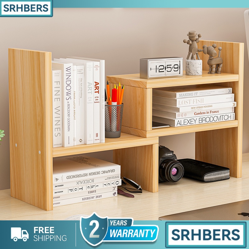 Wooden Book Shelf Desktop Shelf Organiser Desk Bookshelf Desktop ...