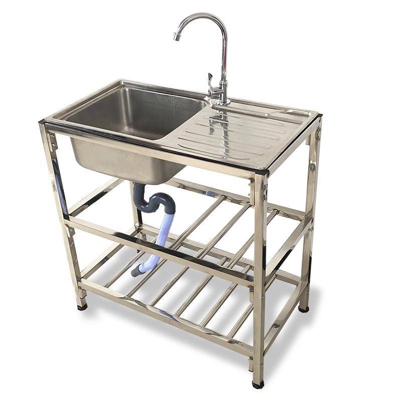 Simple stainless steel sink with bracket, platform, sink, single slot ...