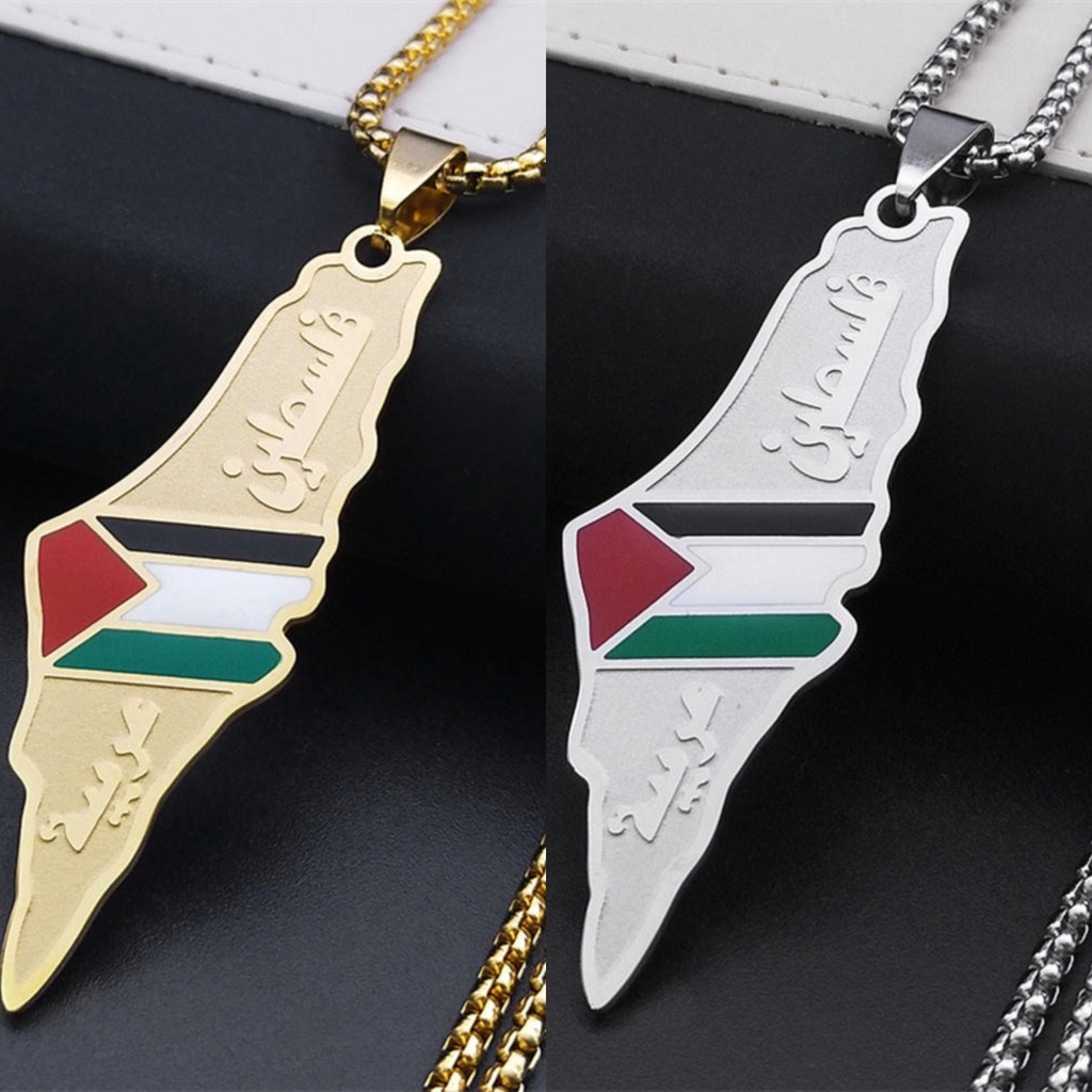 Palestine Map Necklace Stainless Steel Pendant Necklace For Women Men ...