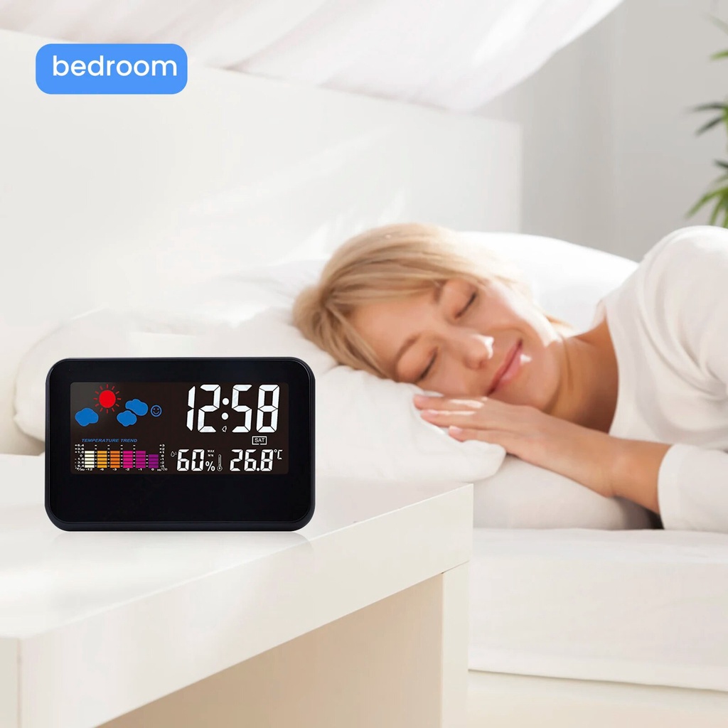 LCD Hygrometer Digital Clock Watch Table Electronic Desktop Clocks ...