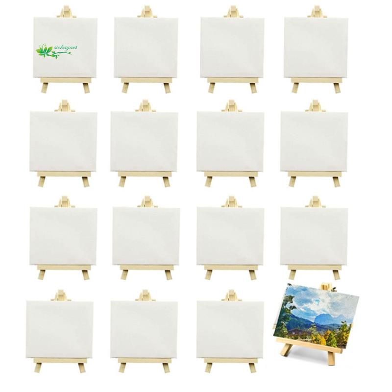 16 Pack 4 x 4 Inch Stretched Mini Canvases Small Painting Canvas With ...