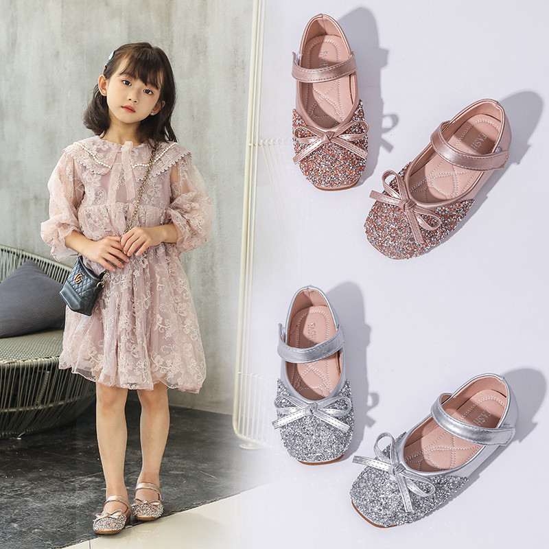 1-12Years Baby Girls Bow-knot Bling Bling Princess Shoes Size 21-36 ...