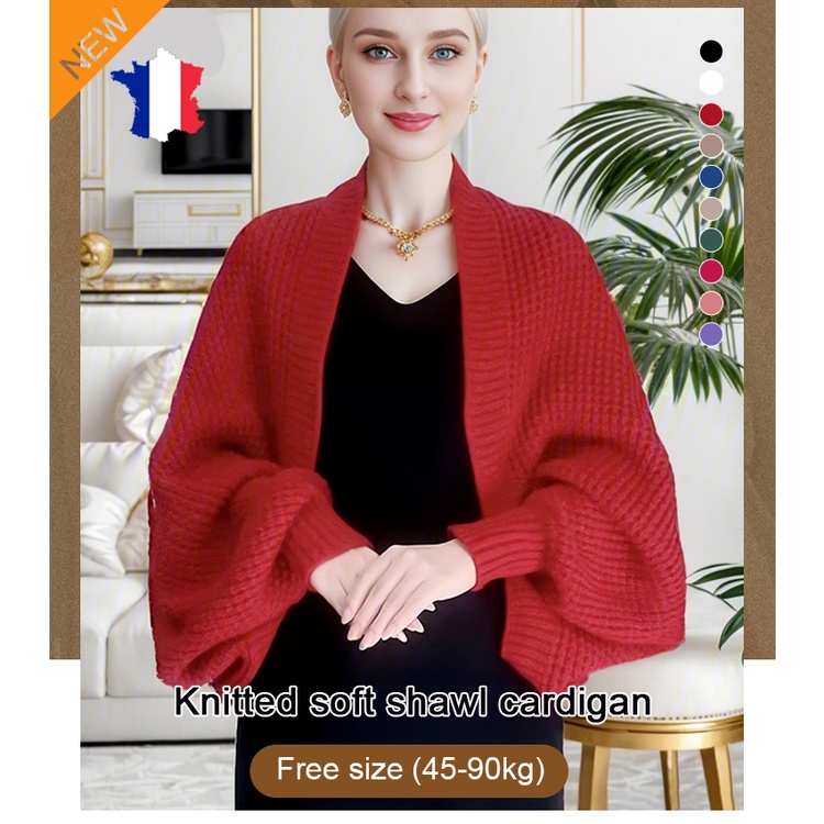 Knitted soft shawl cardigan for women Sleeve Soft Skin Friendly Hollow ...