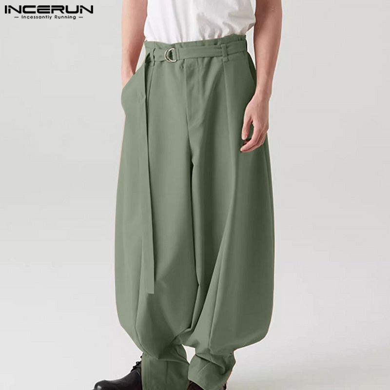 INCERUN men's zippered leg tied lantern pants casual pants | Shopee ...