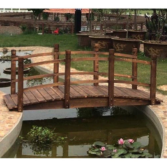 Carbonized Solid Wood Small Bridge Courtyard Garden Wooden Small Arch ...