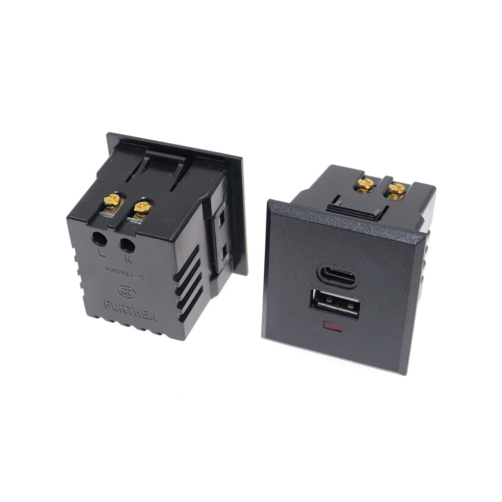 USB + Type-C AC Power Socket Embedded Desktop Receptacle DC Charging ...